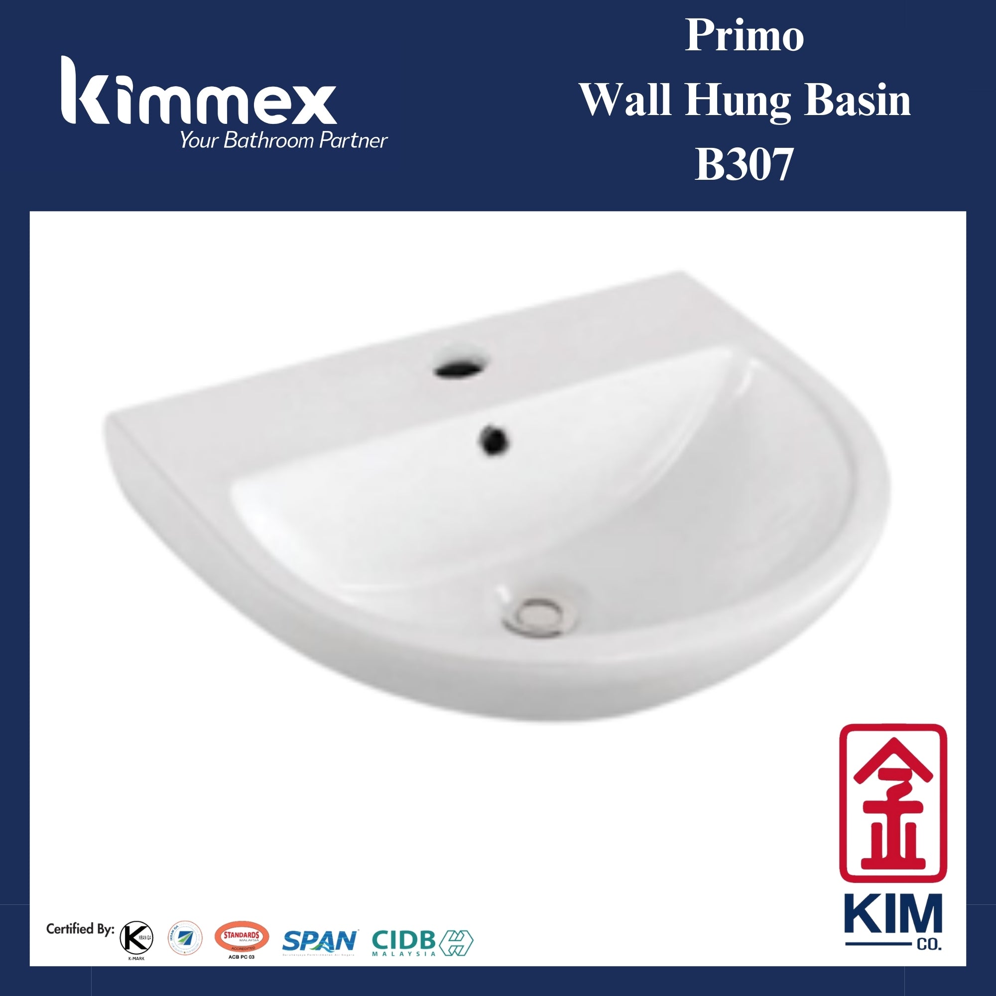 kimmex Primo Wall Hung Basin Set (B307) – Kim Company Sdn Bhd